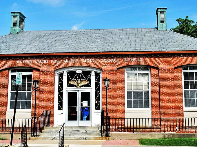 Even the post office exudes charm in Mount Carroll, where sending mail becomes a pleasant ritual rather than a tedious errand.
