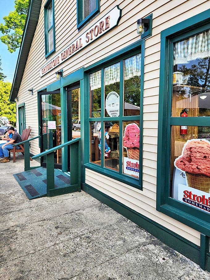 The iconic pink building with its vintage ice cream cone sign serves as both landmark and beacon for sweet-seekers in downtown Lanesboro.