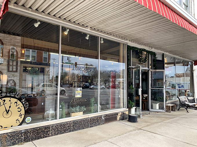 The welcoming storefront with its "Touches of Time" window signage promises adventures within &ndash; a treasure hunt where the journey matters as much as what you take home.