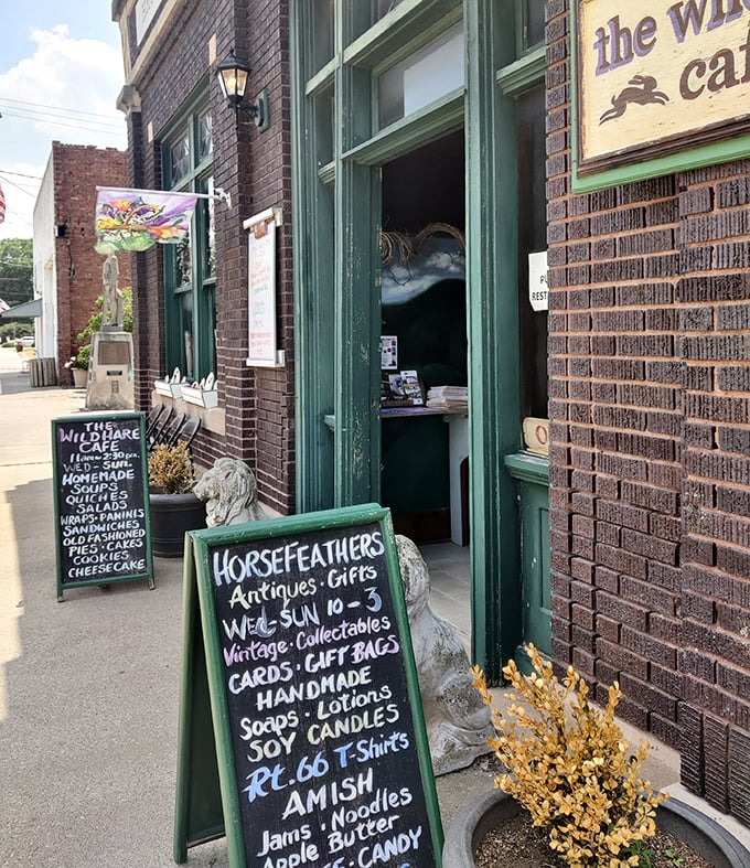 The welcoming entrance beckons passersby with chalkboard promises of homemade delights &ndash; a small-town invitation that's increasingly rare in our fast-food world.