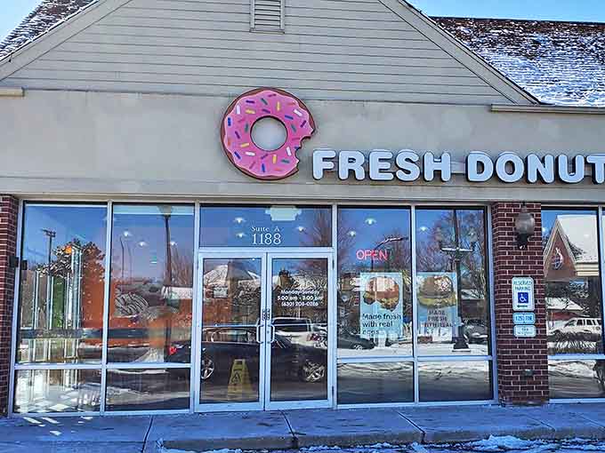 Outside view showing the welcoming entrance &ndash; a portal to a world where breakfast still matters and donuts reign supreme.