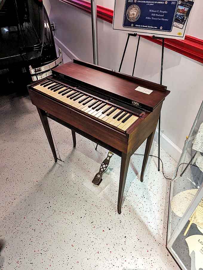 This portable pump organ traveled to home funerals, providing musical comfort when most services took place in the family's front parlor.