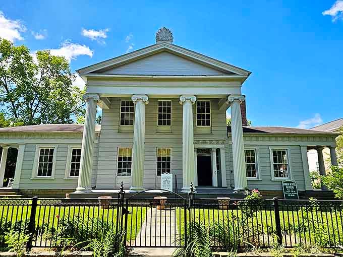 The Robbins Hunter Museum's classical columns stand as guardians of history, inviting visitors to step back in time without leaving the present behind.
