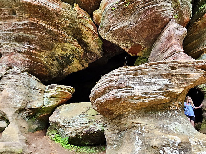 The legendary Rock House offers cool refuge on hot days. This natural cathedral inspires awe with its perfect proportions.