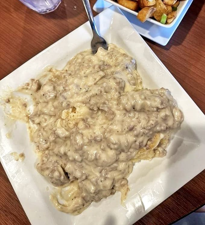 Biscuits smothered in sausage gravy that's been made by someone who understands gravy isn't just a sauce &ndash; it's a lifestyle.