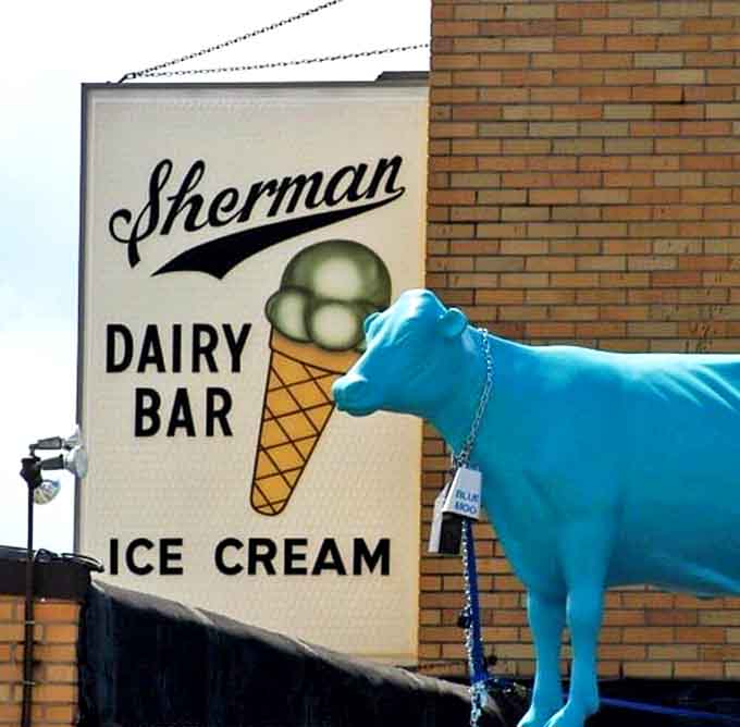 That blue cow and vintage signage &ndash; South Haven's sweetest landmark beckoning travelers and locals alike to indulge in frozen perfection.