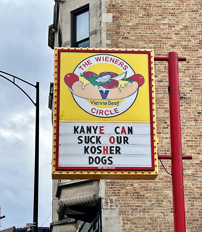 The marquee sign that's become famous for its often provocative messages &ndash; a visual representation of the establishment's unfiltered personality.