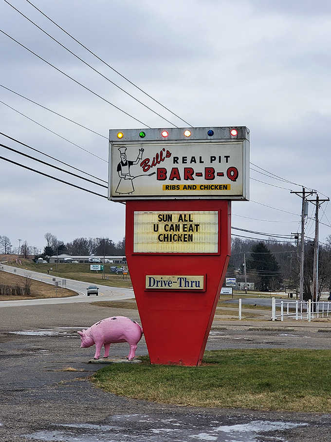 The sign with its pink pig sentinel announces "All U Can Eat Chicken" &ndash; words that have launched a thousand Sunday pilgrimages.