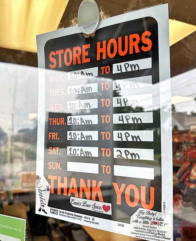 These hours tell you everything you need to know about a place that values quality over convenience, making sandwiches fresh daily until they're gone.