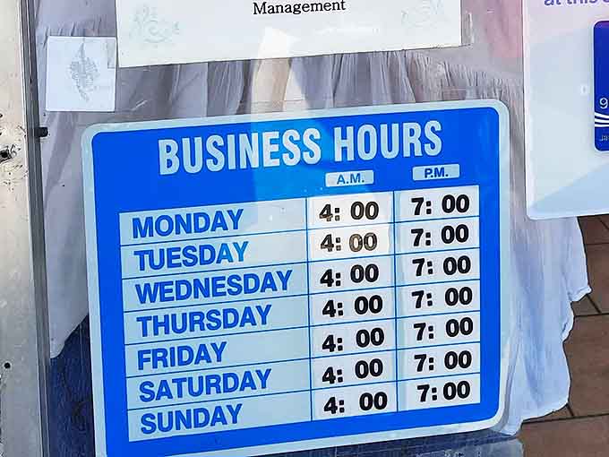 Those 4 AM opening hours aren't just business hours – they're a commitment to serving the community at all hours.