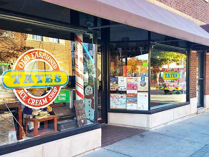 From the sidewalk, Tates promises sweet adventure with its inviting facade &ndash; a beacon of frozen delight in the heart of La Grange.