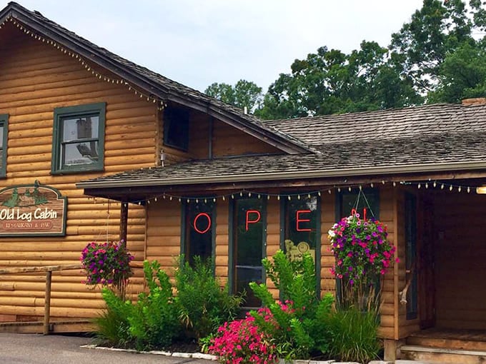 The "OPEN" sign glows like a beacon for travelers and locals alike, promising comfort food salvation just steps away.