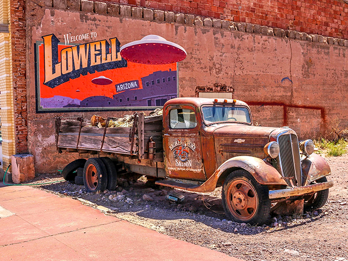 Welcome to Lowell &ndash; this colorful mural and vintage truck greet visitors to Arizona's best-preserved slice of Americana.