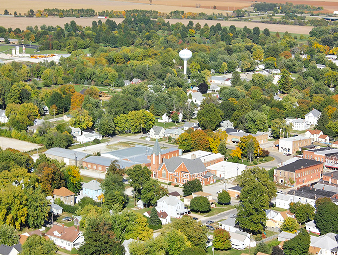 From above, Farmer City reveals its perfect proportions &ndash; a human-scaled community nestled among farmland that feeds a nation.