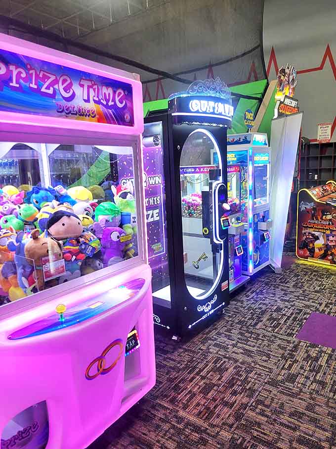 The arcade area: where digital dopamine meets flashing lights. Because sometimes you need to rest those jumping muscles before round two.