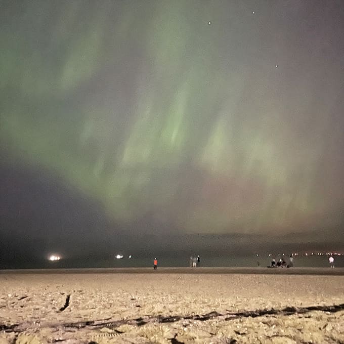The aurora borealis occasionally makes surprise appearances this far south, turning the night sky into a light show that beats any fireworks display.