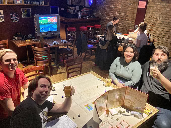 Gaming night in full swing &ndash; where strangers become companions and epic tales unfold over pints and platters.