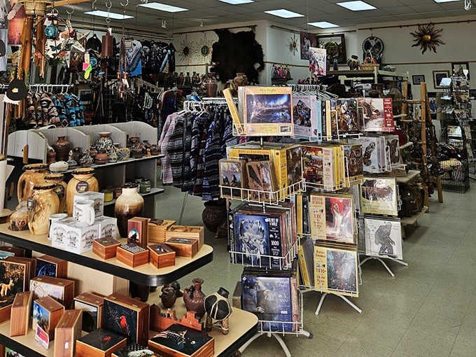 The merchandise density might initially overwhelm, but there's thoughtful organization to this magnificent madness, creating an immersive shopping adventure.