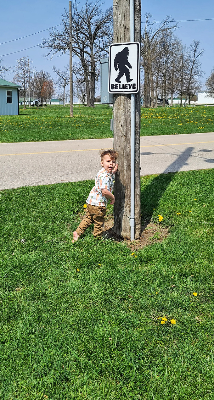 "BELIEVE" &ndash; this playful sign captures the whimsical spirit of the Sasquatch attraction.