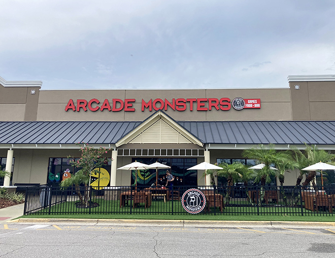 The unassuming exterior hides the neon wonderland within&mdash;Arcade Monsters' storefront is like finding a portal to another world in a strip mall.
