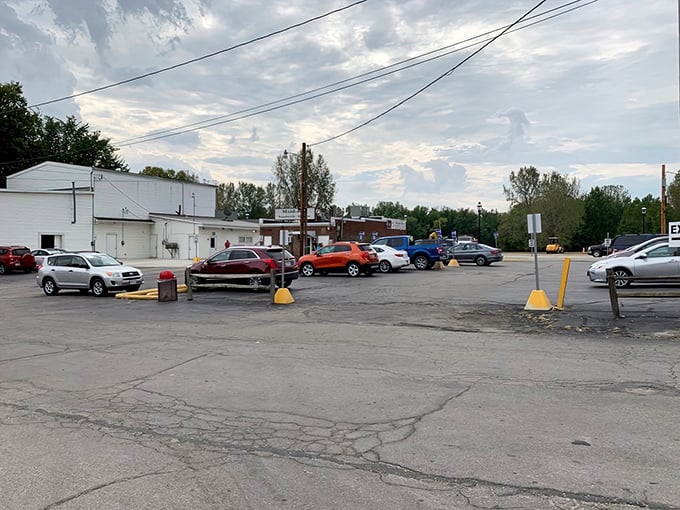 The parking lot tells its own story &ndash; a mix of vehicles from work trucks to family cars, all united by their occupants' excellent taste.