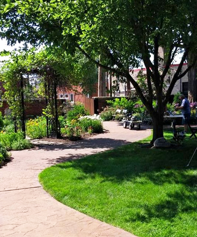Winding garden paths invite the kind of leisurely strolling that's become a lost art in our rush-to-the-next-thing modern world.
