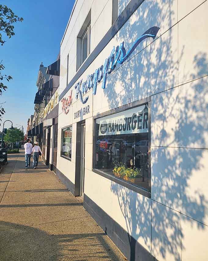 The sidewalk view shows a place that's become part of Rochester's Main Street character and charm.