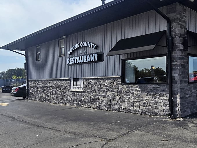 The restaurant's exterior sign stands as a beacon for hungry travelers &ndash; promising honest food in a world of culinary pretenders.