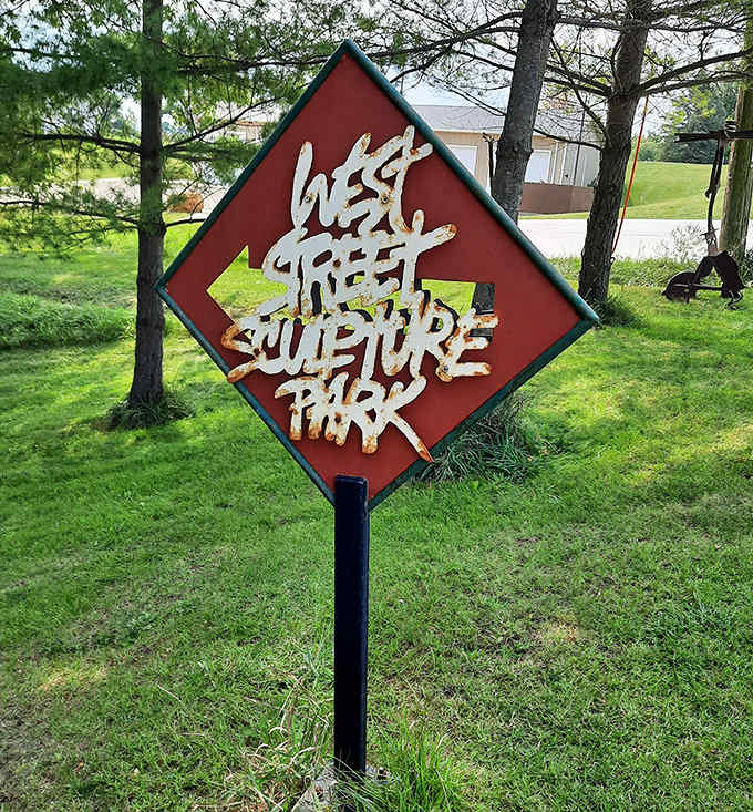 The park's signage welcomes you to a place where creativity runs wild and the only rule is to let your imagination off its leash.