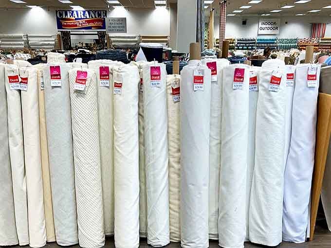 White and neutral fabrics offer a peaceful palette for those moments when your design needs to take a deep breath and calm down.