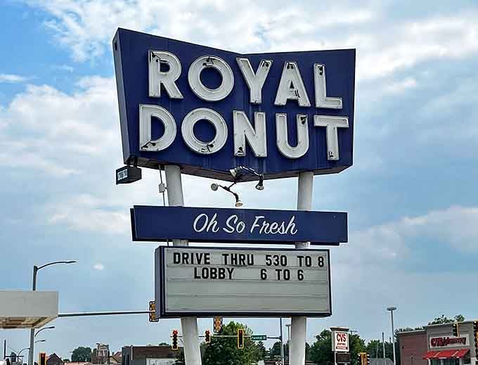 "Oh So Fresh" isn't just a tagline &ndash; it's a solemn promise made daily under the watchful gaze of Royal Donut's iconic sign.