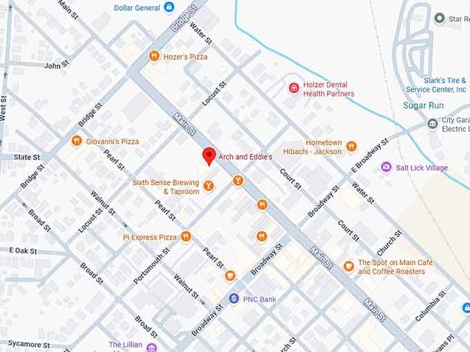 16. arch & eddie's (jackson, oh) map