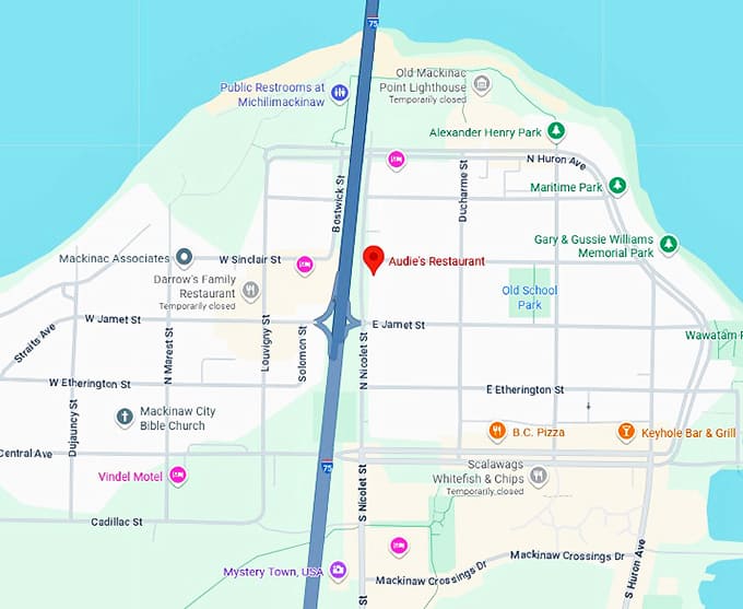 16. audie's restaurant map