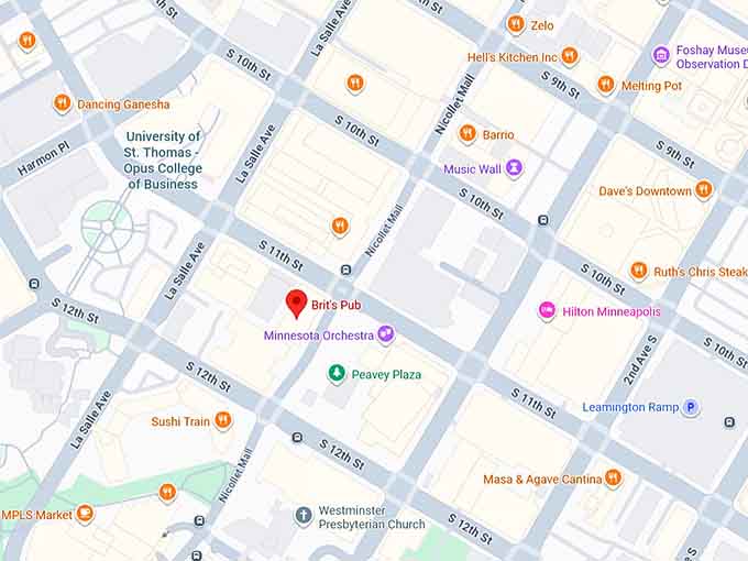 16. brit's pub rooftop (minneapolis, mn) map