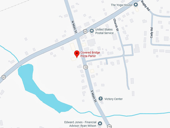 16. covered bridge pizza parlor (north kingsville, oh) map
