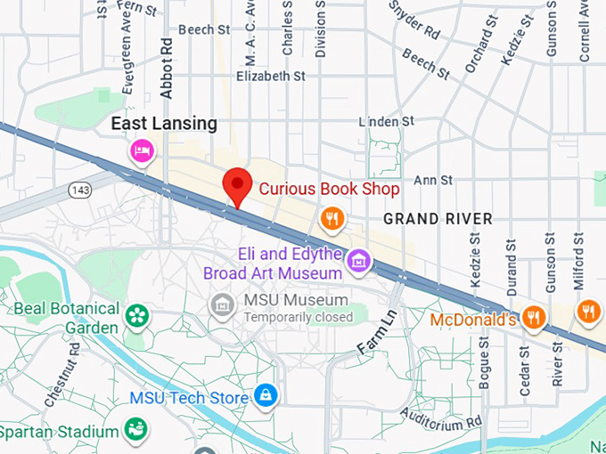 16. curious book shop (east lansing, mi) map