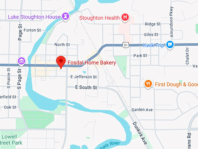 16. fosdal home bakery (stoughton, wi) map