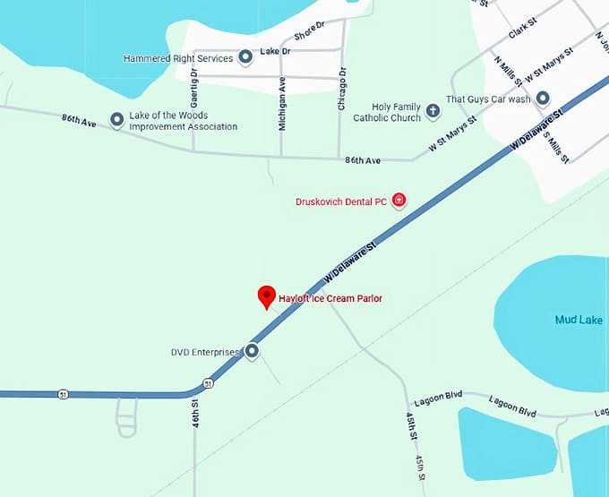 16. hayloft ice cream parlor (decatur, mi) map
