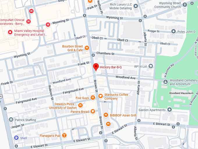 16. hickory bar b q (dayton, oh) map