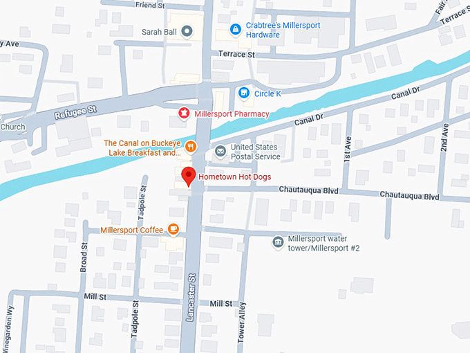 16. hometown hotdogs (millersport) map