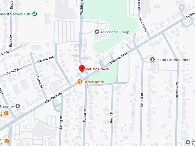 16. hot dog heaven (amherst) map