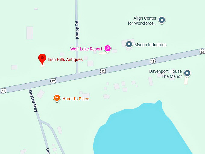 16. irish hills antiques (brooklyn, mi) map