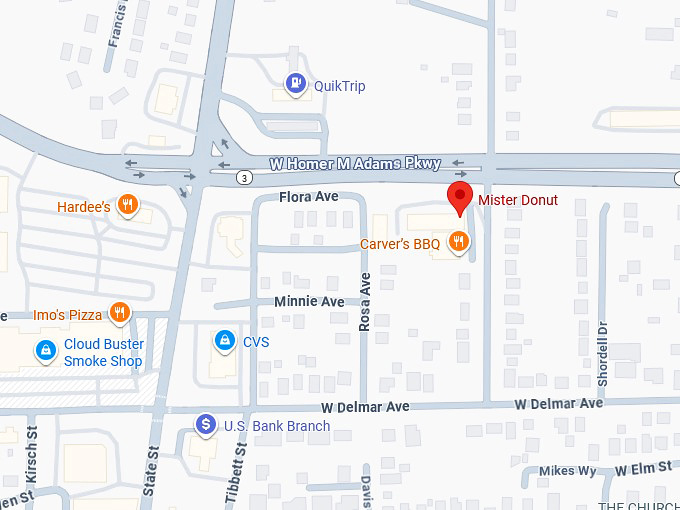 16. mister donut (godfrey, il) map