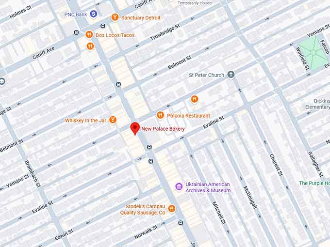 16. new palace bakery (hamtramck, mi) map