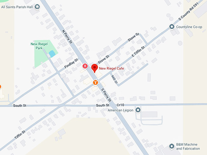 16. new riegel cafe (new riegel, oh) map