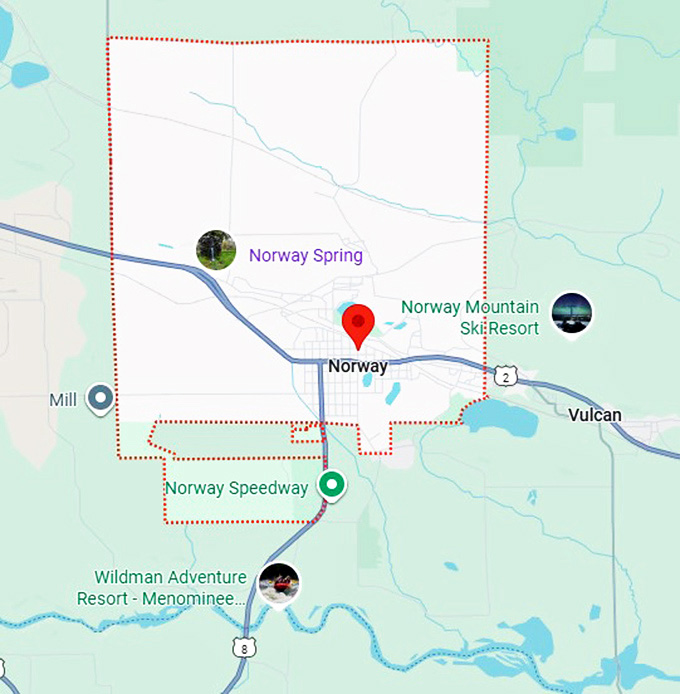 16. norway, michigan map