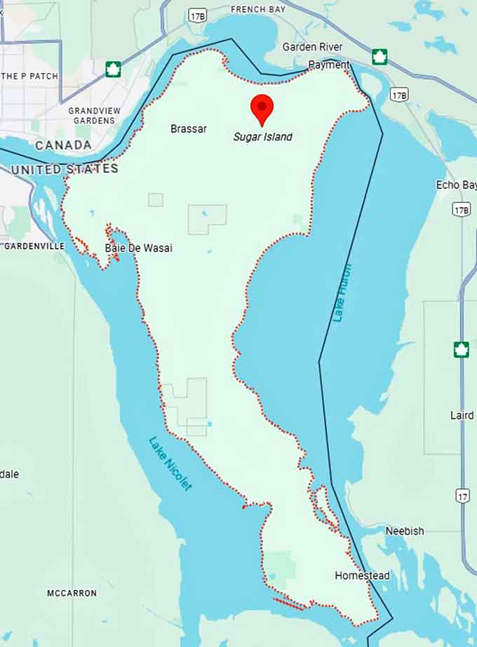 16. sugar island, mi map