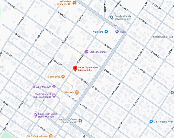 16. super city antiques & collectibles (metropolis, illinois) map