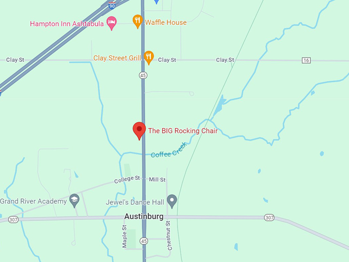 16. the big rocking chair in austinburg ohio 10 map