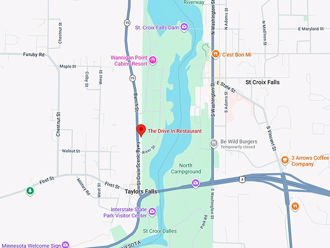 16. the drive in restaurant (taylors falls, mn) map